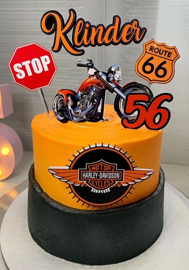 Harley-Davidson Cake Topper – PINK AND BLUE