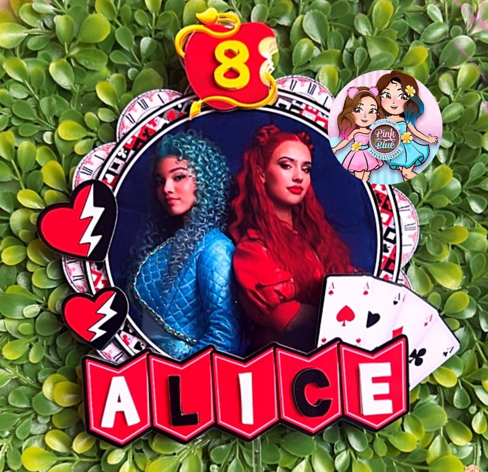 DESCENDANTS 4 RISE OF RED CAKE TOPPER – PINK AND BLUE